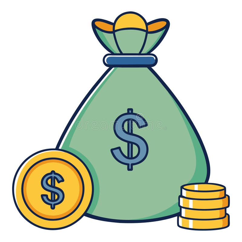 Money Bag, Dollar Coins Vector Art Illustration. Stock Vector ...