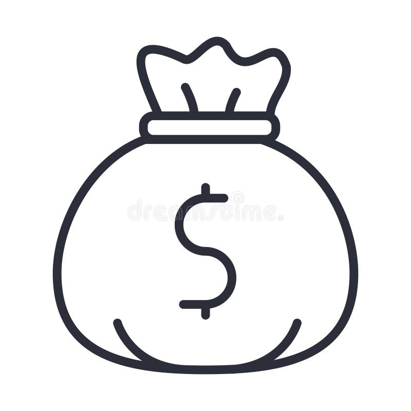 Money bag dollar icon line stock vector. Illustration of currency ...