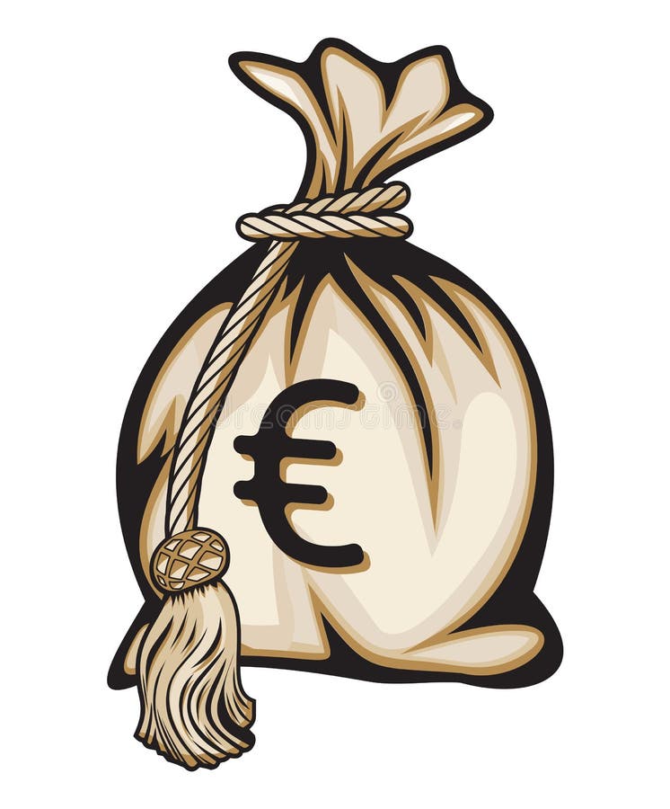 Money bag with euro sign stock vector. Illustration of business - 32696320