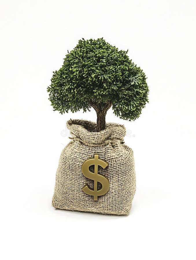 Money Bag with Green Tree Symbolizing Financial Growth Stock Image ...