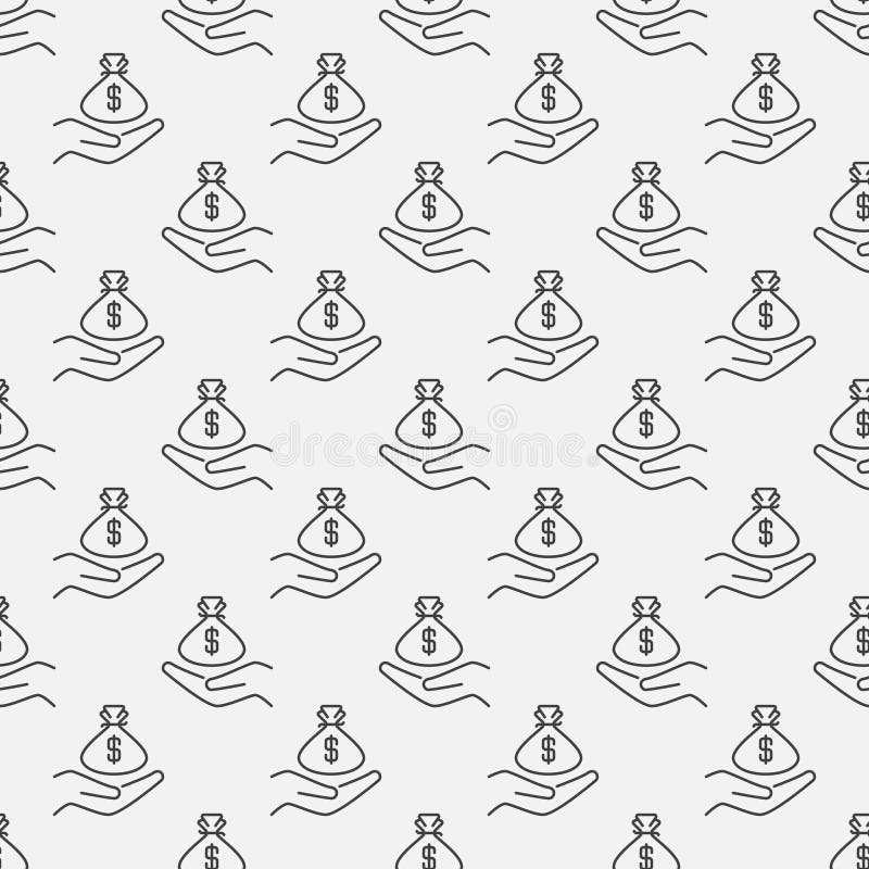 Money Bag in Hand Vector Corruption Concept Line Seamless Pattern Stock ...