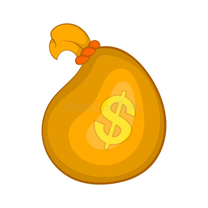Money Bag Icon in Cartoon Style Stock Vector - Illustration of canvas ...