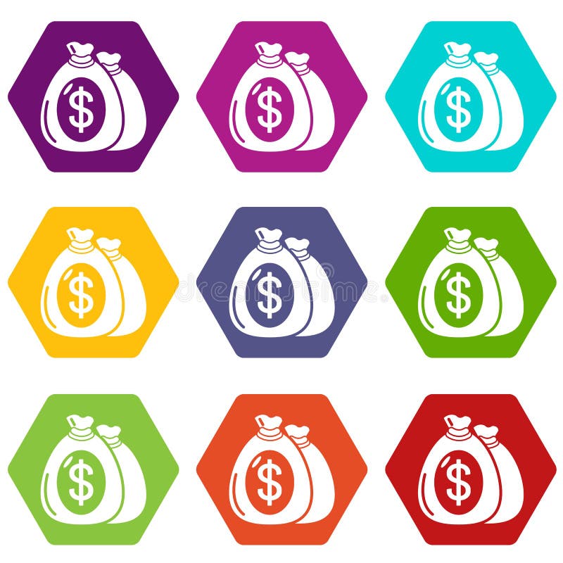 Money Bag Icons Set 9 Vector Stock Vector - Illustration of currency ...