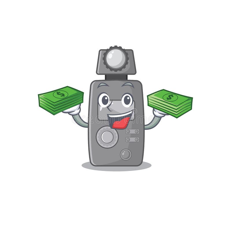 With Money Bag Light Meter on the Cartoon Table Stock Vector ...