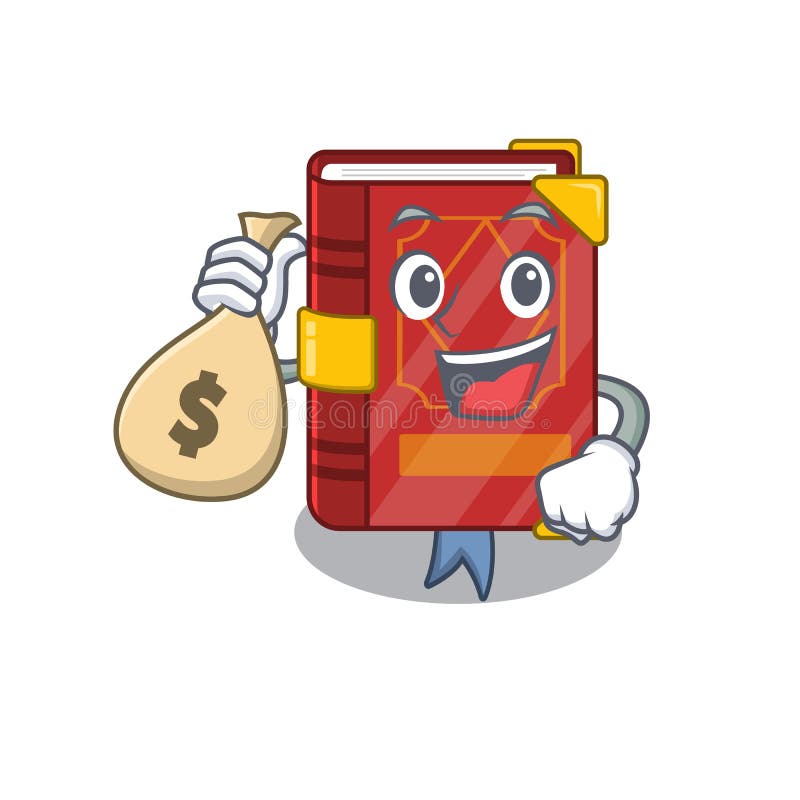 With Money Bag Magic Spell Book in the Cartoon Stock Vector ...
