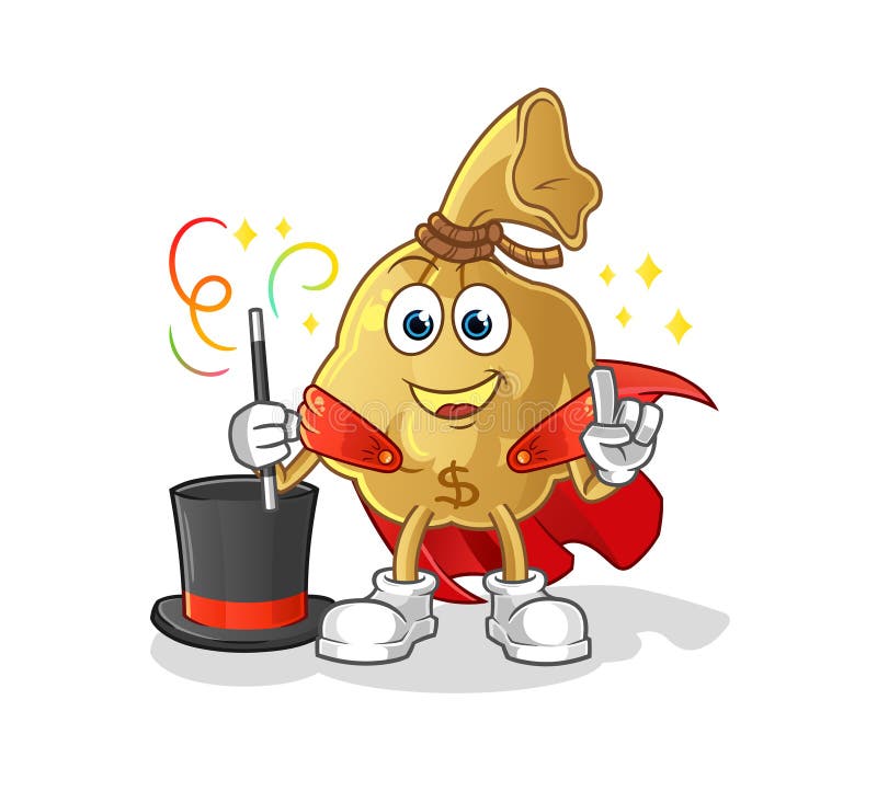 Money Bag Magician Illustration. Character Vector Stock Vector ...