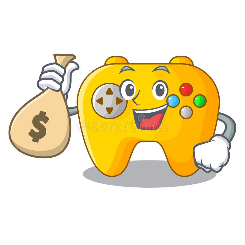 With Money Bag Modern Game Shaped Controller Cartoon Wood Stock Vector ...