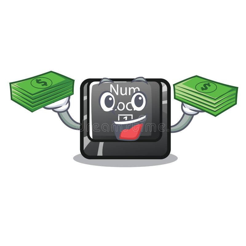With Money Bag Num Lock Installed on Cartoon Computer Stock Vector ...