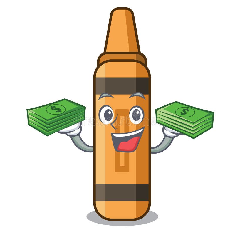 With Money Bag Red Crayon in a Cartoon Bag Stock Vector - Illustration ...