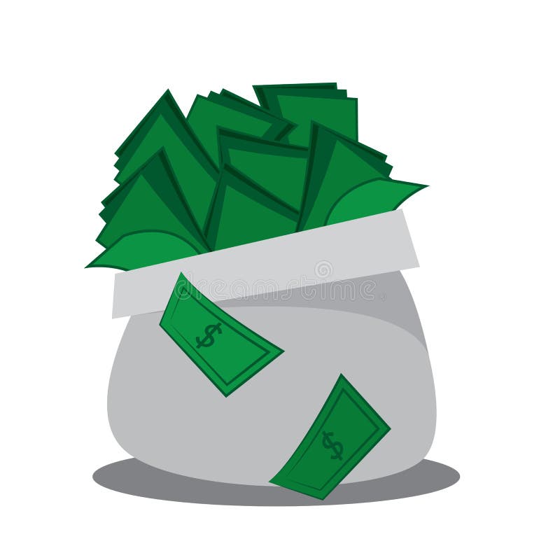 Money Bag Overflow stock vector. Illustration of green - 75348761