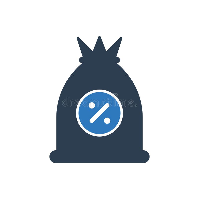 Money Bag with Percentage Icon Stock Illustration - Illustration of ...