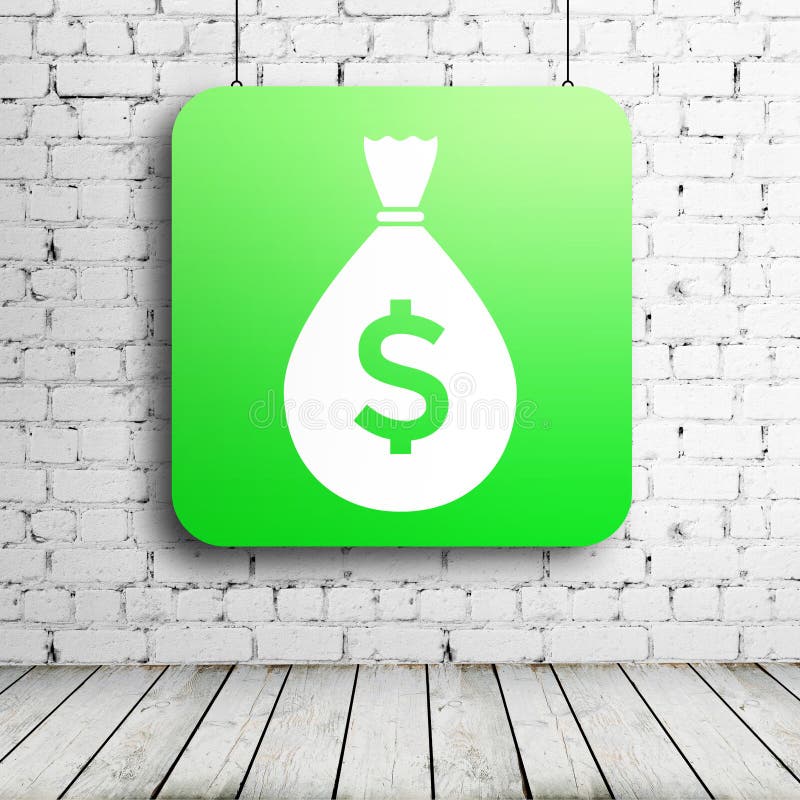 Money poster in brick room stock image. Image of canvas - 99084275