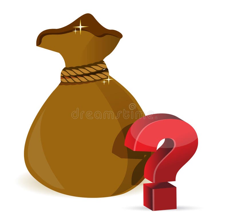 A Money Bag with Question Marks Stock Illustration - Illustration of ...