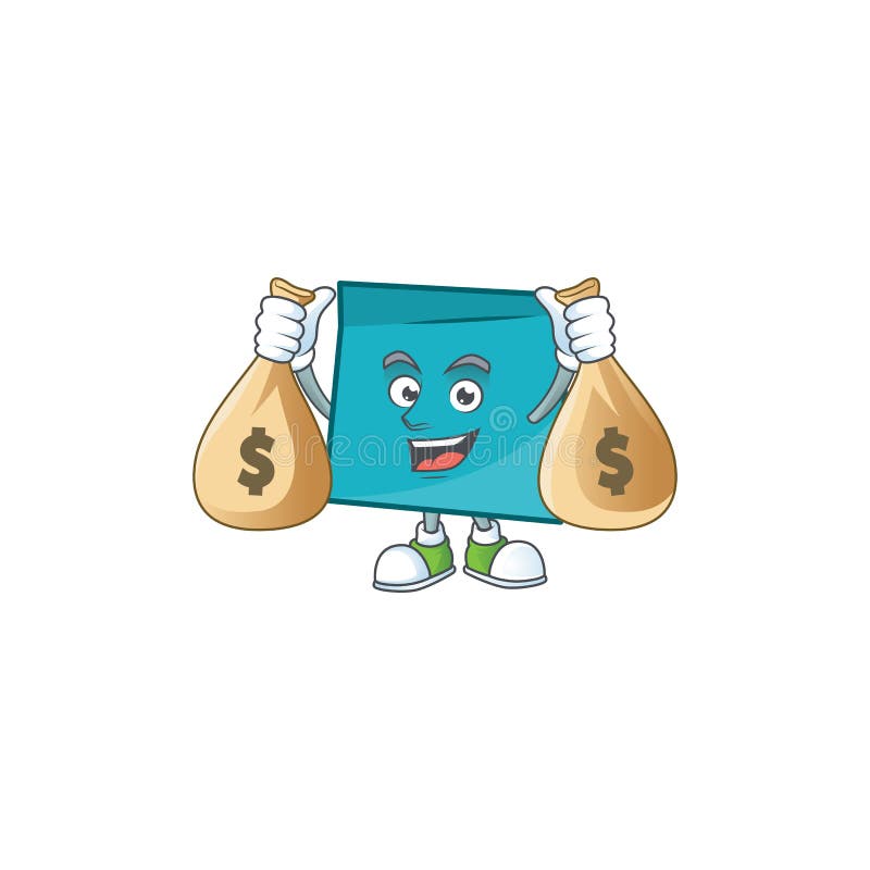 With Money Bag Rectangle Sticker Paper Cartoon for Work. Stock Vector ...