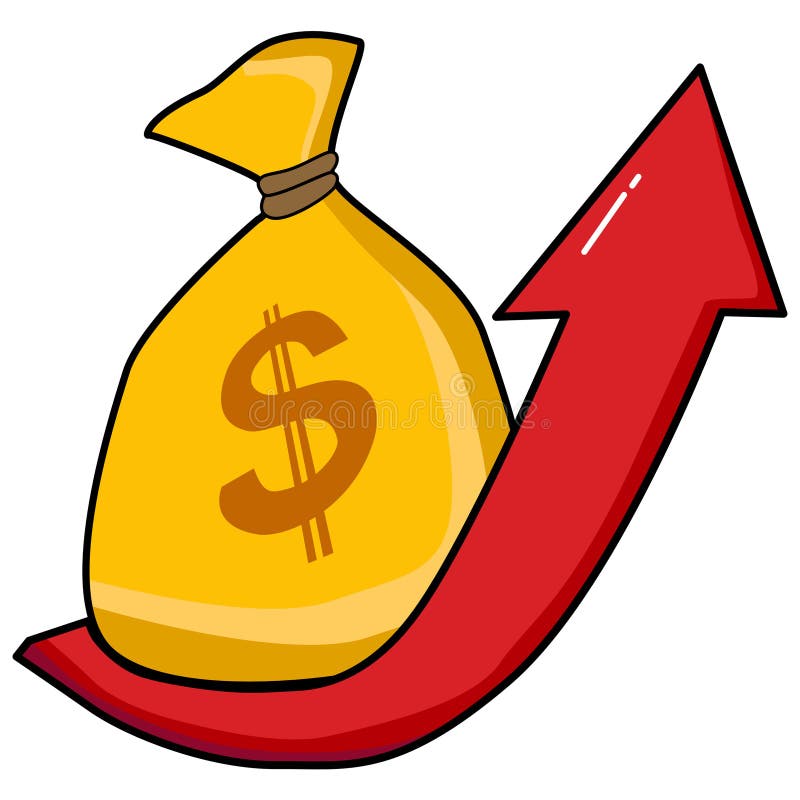Money Bag with Rising Arrow Illustration Stock Vector - Illustration of ...