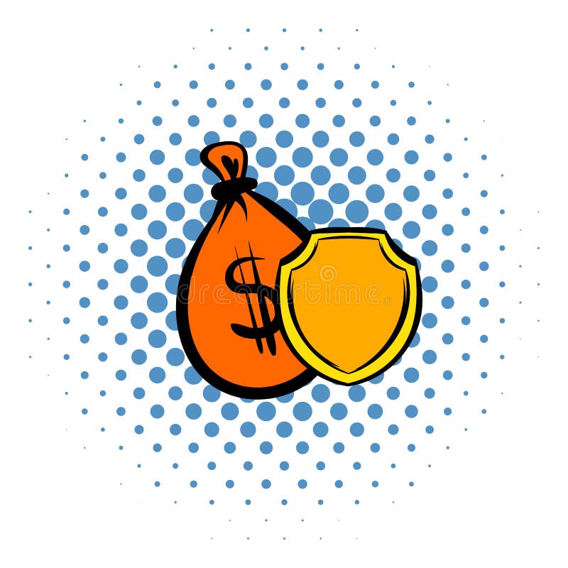 Money Bag and a Shield Icon, Icon Cartoon Stock Vector - Illustration ...