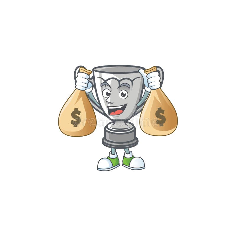 With Money Bag Silver Trophy for the Second Winner Stock Vector ...