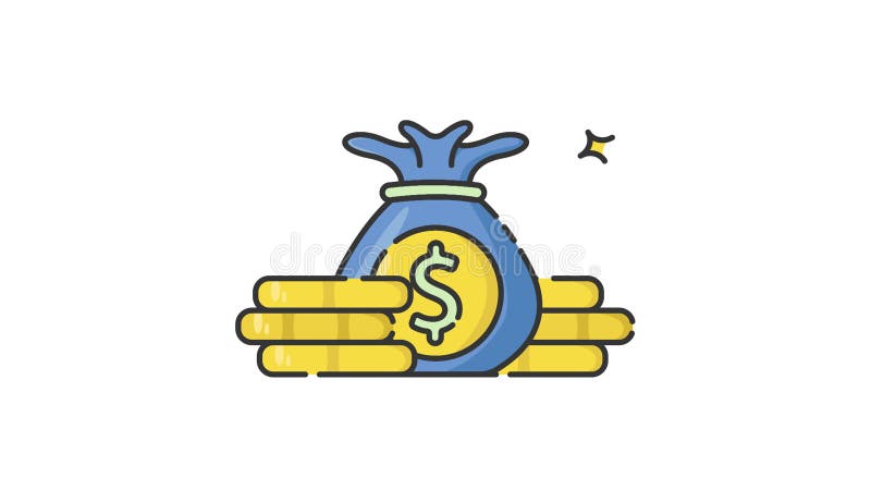 Money Bag and Stack Coin Icon Animation Video, Isolated Money Coin ...