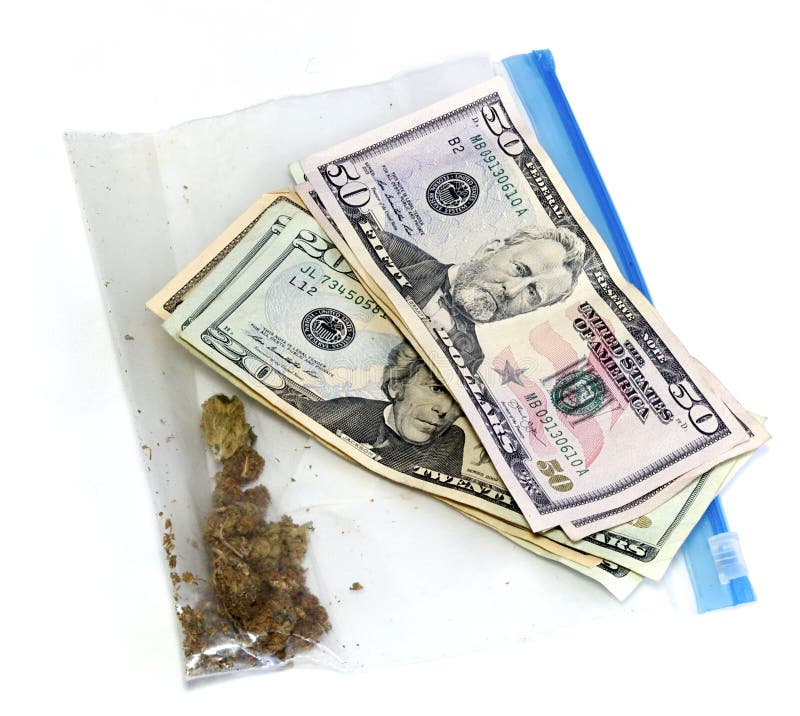 Money and baggie of pot stock photo. Image of medicine - 56174922
