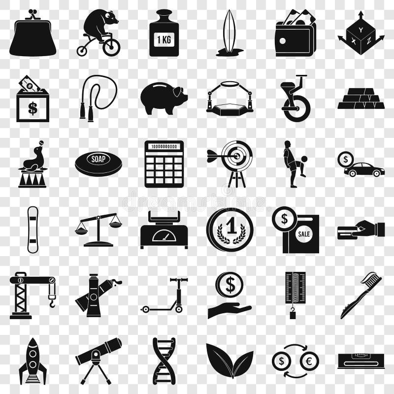 Money Balance Icons Set, Simple Style Stock Vector - Illustration of ...