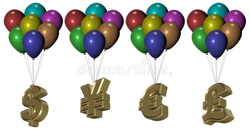 Balloons Fly With A Bag Of Money Stock Vector - Illustration of ...