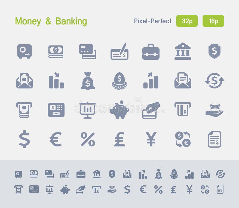 Money & Banking | Granite Icons Stock Illustration - Illustration of ...