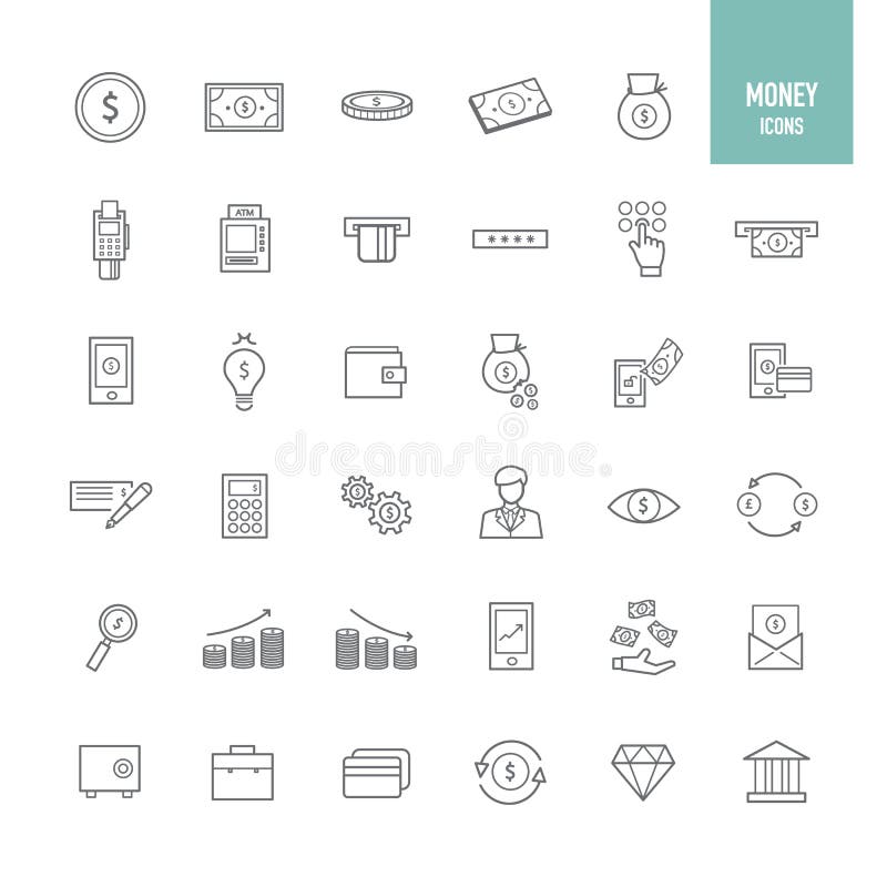 Money and Banking Icons Set. Stock Vector - Illustration of economy ...