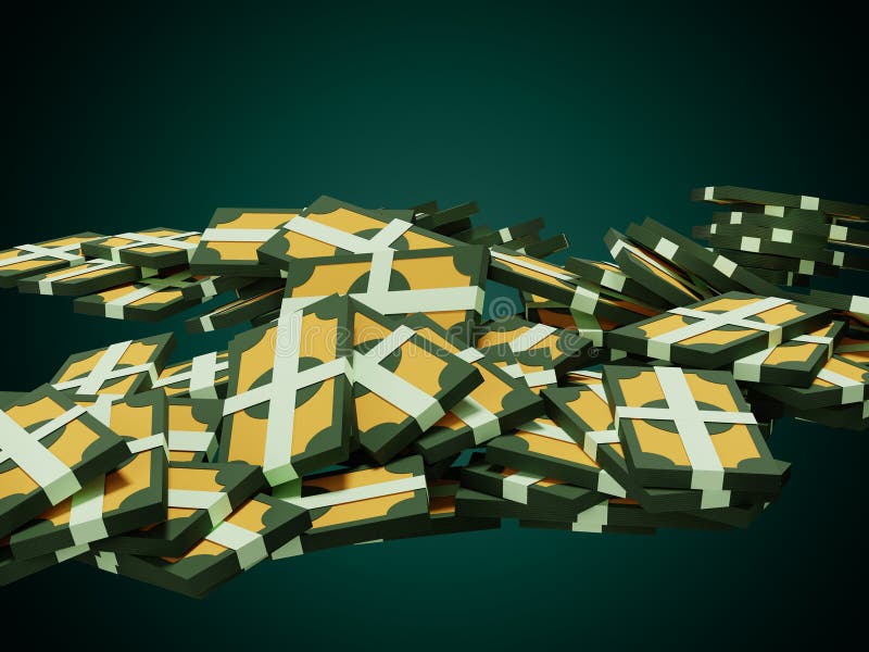 Money Banknote Bundles and Bones Piled and Stacked 3D Render ...