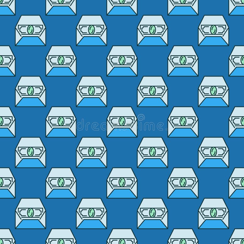 Money Banknote in Envelope Vector Colored Seamless Pattern Stock ...