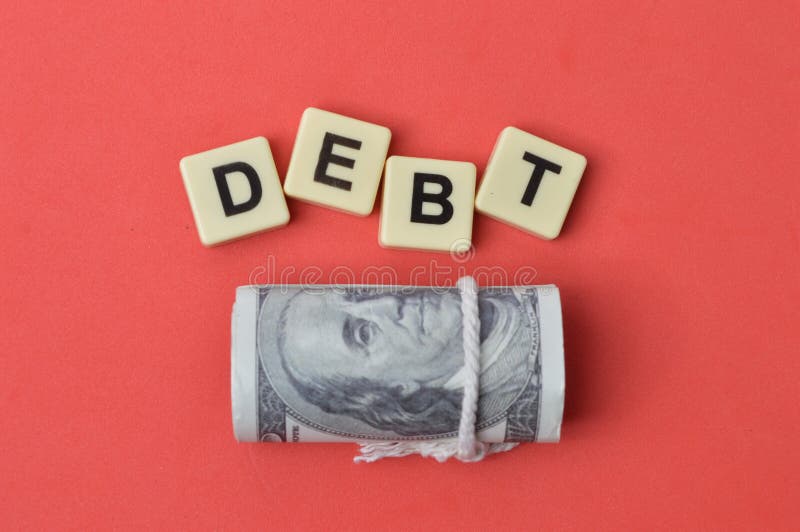 Money Banknote and Square Letters with Text DEBT Stock Photo - Image of ...