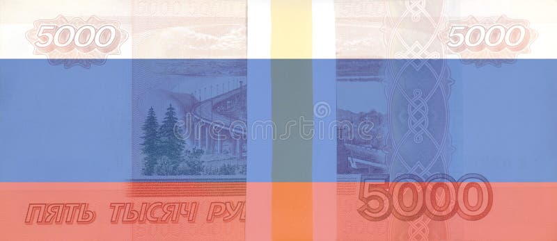 Money Banknotes Rubles on the Russian Flag. Stock Image - Image of bill ...