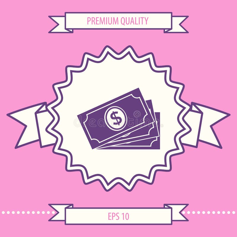 Money Banknotes Stack with Dollar Symbol, Icon. Graphic Elements for ...