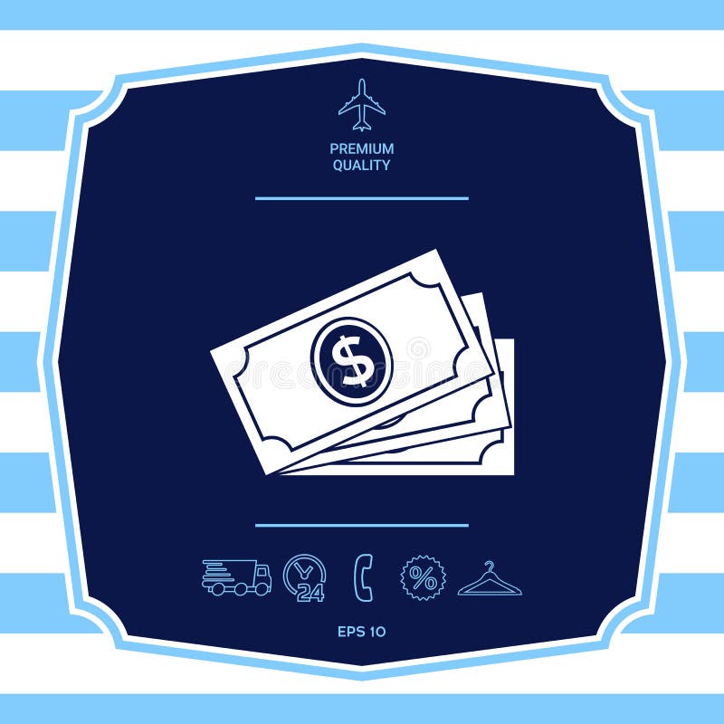 Money Banknotes Stack with Dollar Symbol, Icon. Graphic Elements for ...