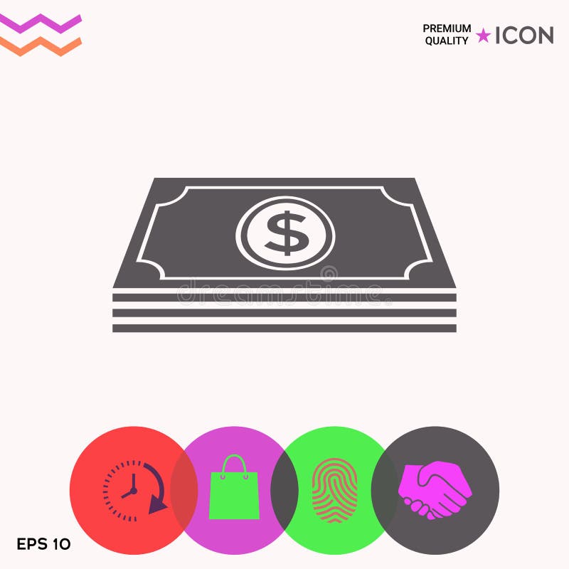 Money Banknotes Stack with Dollar Symbol - Icon Stock Vector ...