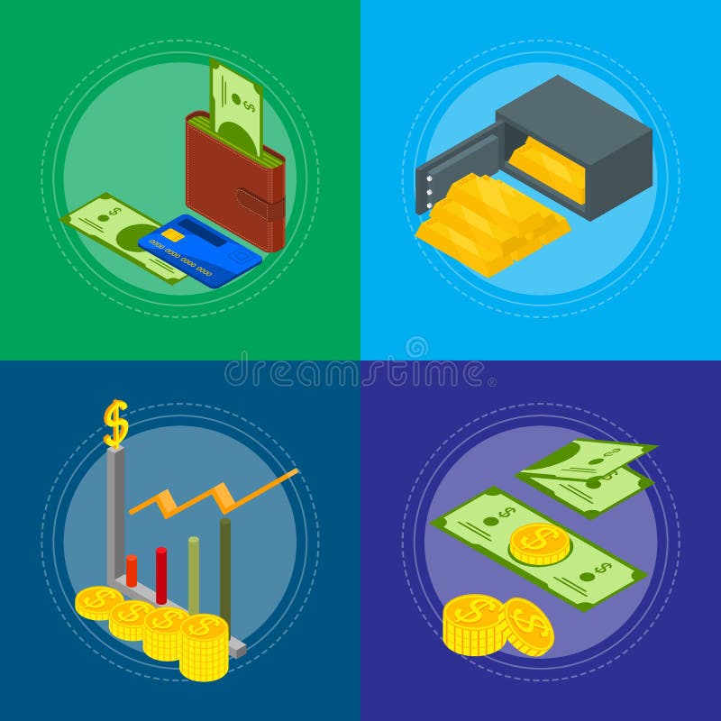 Money Banner Card Set Isometric View. Vector Stock Vector ...