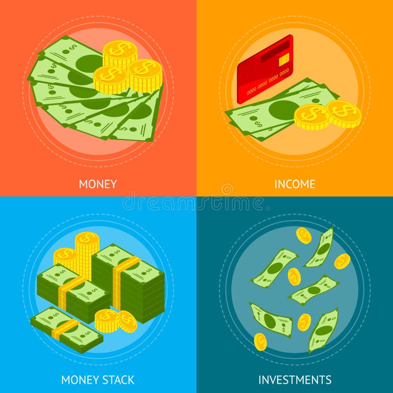 Money Banner Card Set Isometric View. Vector Stock Vector ...