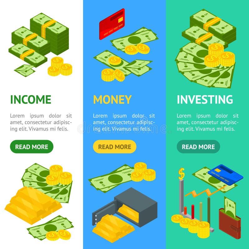 Money Banner Vecrtical Set Isometric View. Vector Stock Vector ...