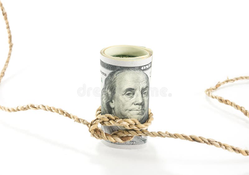 Money binding with rope stock image. Image of bank, recession - 40621123