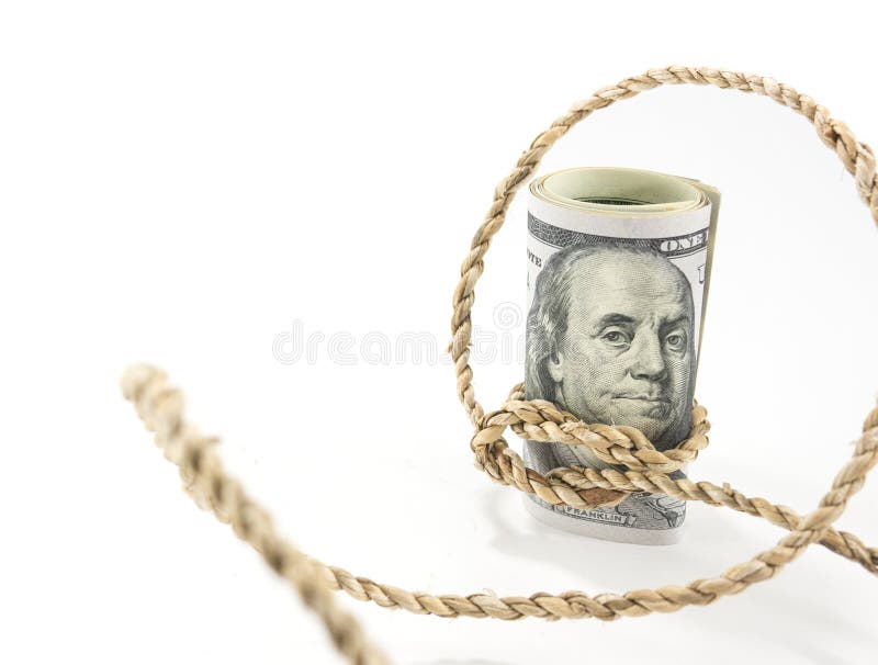 Money binding with rope stock image. Image of bank, recession - 40621123