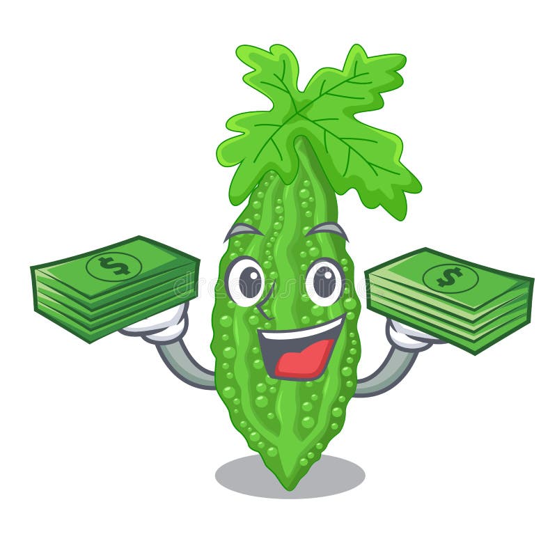 With Money Bitter Melon Character on Vegetables Fresh Stock Vector ...