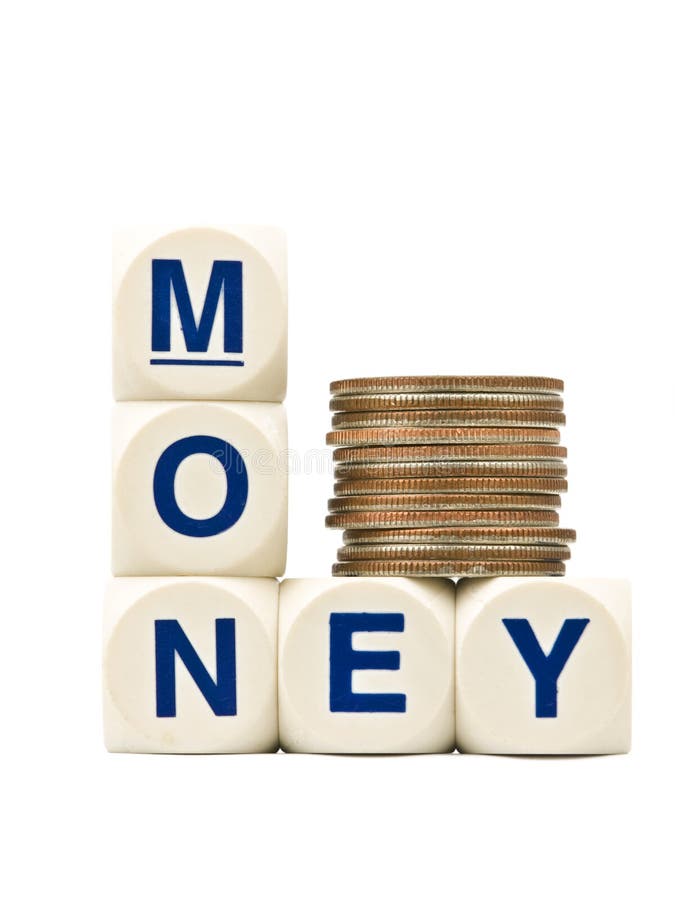 Money Blocks with Coins stock image. Image of money, letters - 10379453