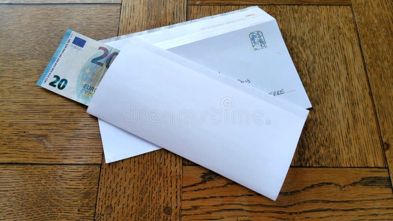 Money Being Sent in Envelope Stock Photo - Image of stamped, blue: 66777170