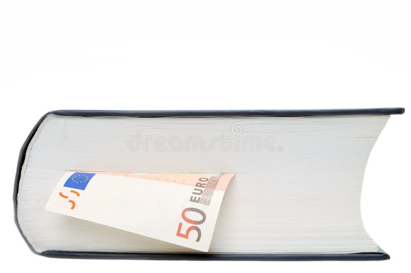 Money over book stack stock photo. Image of banknote - 13135290