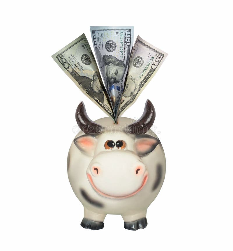 Money box cow on white bg stock photo. Image of wealth - 195292428