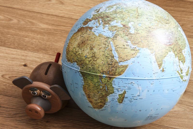Money Box with Globe of World Stock Photo - Image of commerce, dollar ...