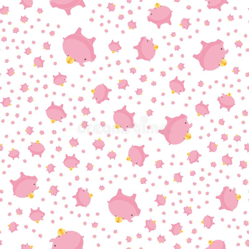 Money Box Icon in Flat Style in a Circle. Vector Seamless Pattern Flat ...