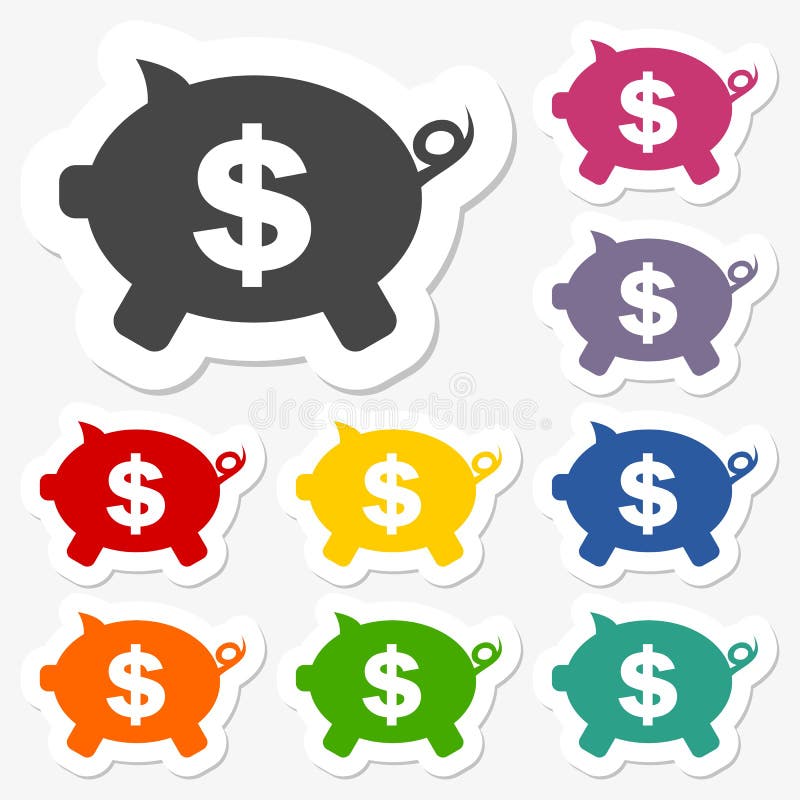Money Box sticker set stock vector. Illustration of fund - 83731947