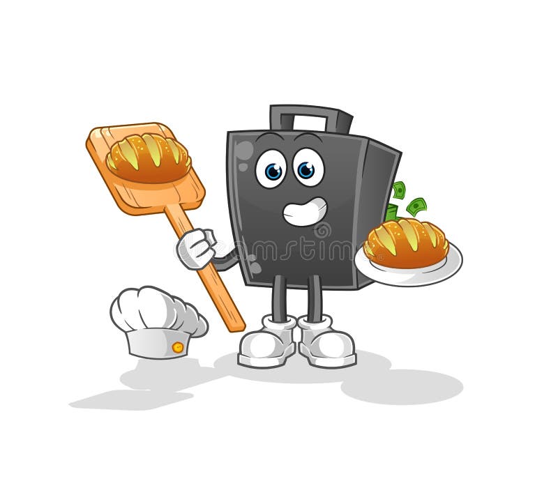 Money Briefcase Baker with Bread. Cartoon Mascot Vector Stock Vector ...