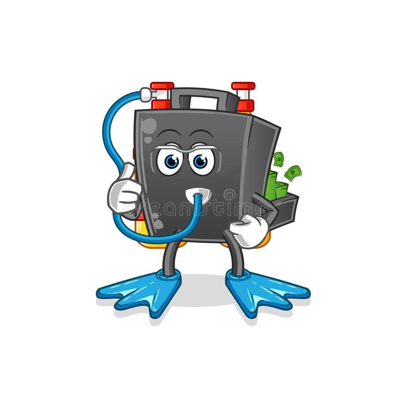 Money Briefcase Diver Cartoon. Cartoon Mascot Vector Stock Vector ...