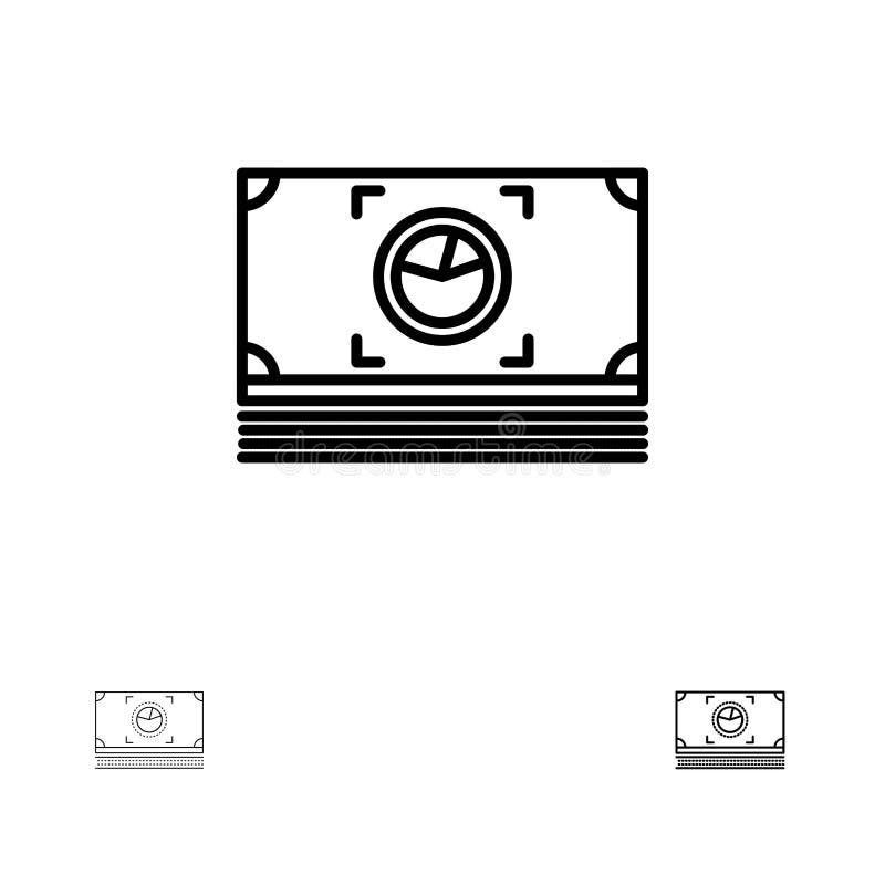 Money, Bundle, Cash, Dollar Bold and Thin Black Line Icon Set Stock ...
